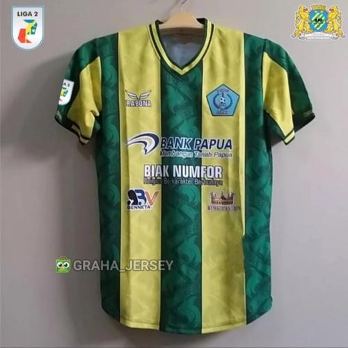 Jual Jersey PSBS Biak Home 2022 Liga 2 Kuning Hijau Salur Printing ...