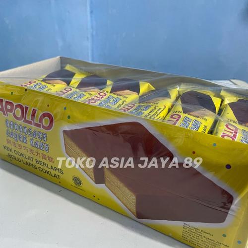 Jual Apollo chocolate and pandan layer cake 432gr 24 pcs apollo cake ...