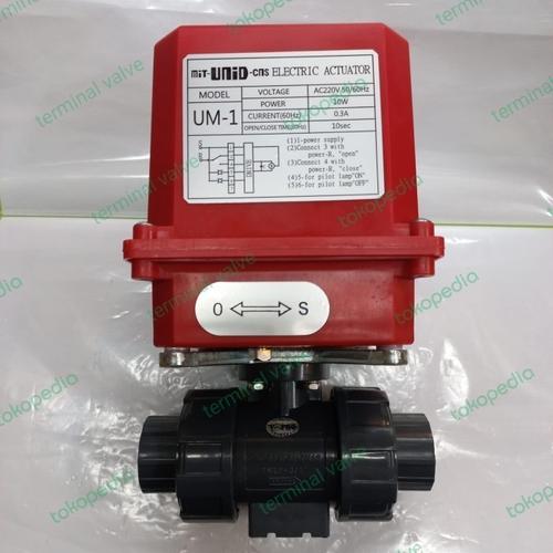 Jual ball valve pvc 11/2 with electric actuator motorized Uni-D UM-1 ...