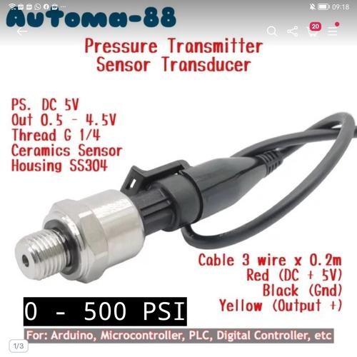 Jual Pressure Transmitter DC 5V Sensor Tekanan 0-500 psi 500psi 3 wire - Standard G 1/4 - Kab ...