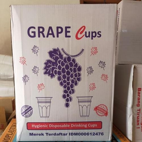 Jual GELAS CUP PLASTIK KOPI / GELAS AQUA ANGGUR GRAPE 1 DUS ISI 40 PACK ...
