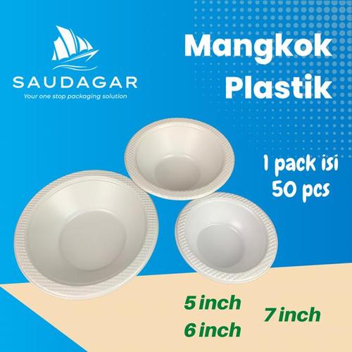 Jual Mangkok Plastik Warna Putih Susu Ukuran 5 inch 6 inch 7 inch - 7 ...
