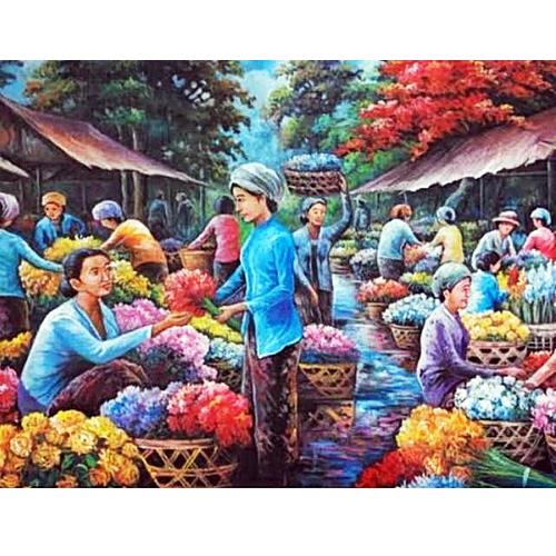Jual Lukisan Pasar Bunga yang Realistis dan Indah - Kota Denpasar ...