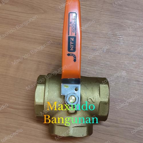 Jual Ball Valve KITZ 3 Way 2" Inch Kuningan / Stop Kran 3 Jalur Arah ...