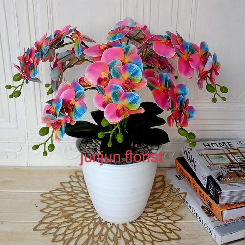 Jual bunga mawar pelangi 8 cabang vas tawon besar - varian 3 - Kab ...