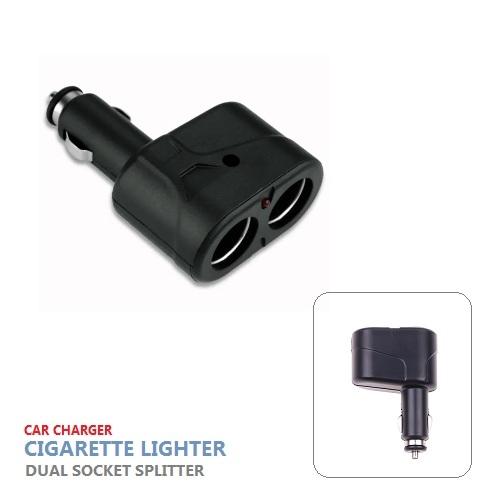 Jual Dual Socket Cigarette Lighter 12-24V Splitter - Charger Mobil - 2 ...