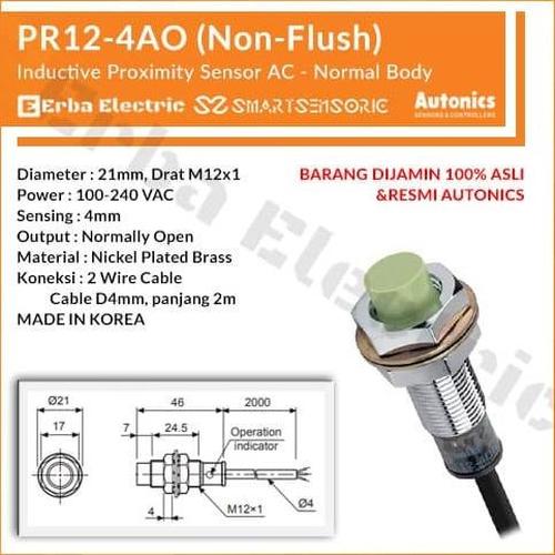 Jual Autonics PR12-4AO Induktif Proximity Sensor Metal Besi 2 wire AC M12 - Kab. Bogor - CENTRAL ...