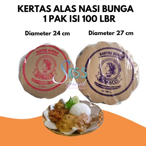 Jual Kertas Nasi Bunga Bulat Coklat Alas Piring Rotan Isi 100 Lembar ...