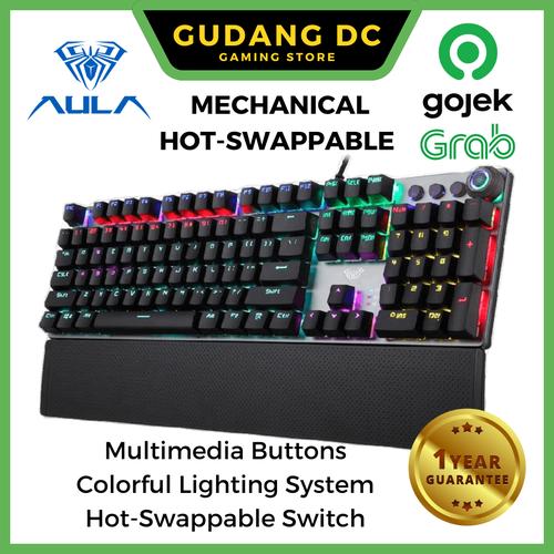 Jual Keyboard Gaming Multimedia Mechanical Hotswap RGB AULA F2088 Grey ...
