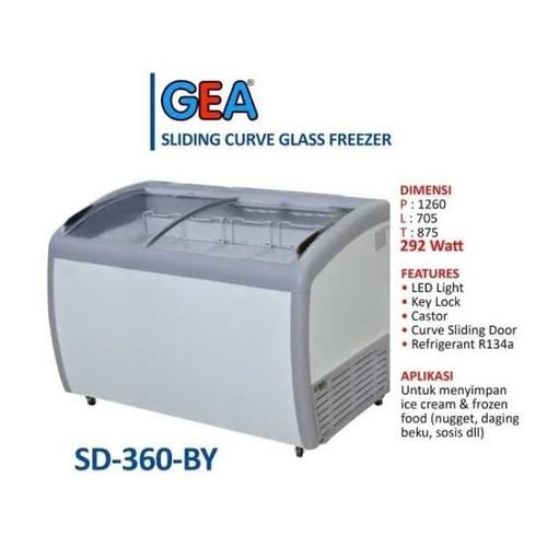 Jual GEA Sliding Curved Glass Freezer SD360BY Kaca Ice Cream SD 360 BY ...