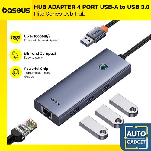Promo BASEUS Hub Adapter 4 Port Docking Ethernet RJ45 USB-A to USB 3.0 ...