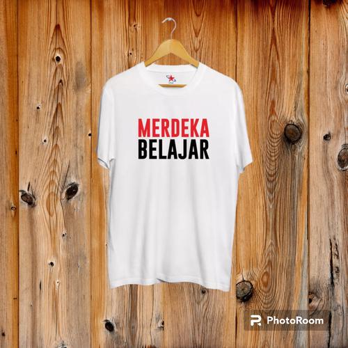 Jual kaos merdeka belajar / baju kerah merdeka belajar - Putih, XL ...