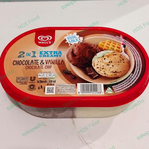 Jual Ice Cream Walls 2in1 Chocolate & Vanila Coklat Chip Extra Creamy ...