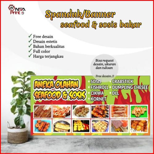 Jual Cetak banner/spanduk, spanduk seafood & sosis Bakar, bisa request ...