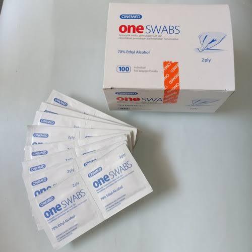 Jual OneMed One Swab Tisu Medis Steril Mengandung Alkohol 2 PLY Isi 100 ...