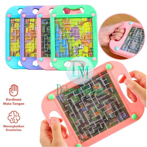 Promo DM mainan jadul anak labirin 2 bola transparan maze puzzle ball ...