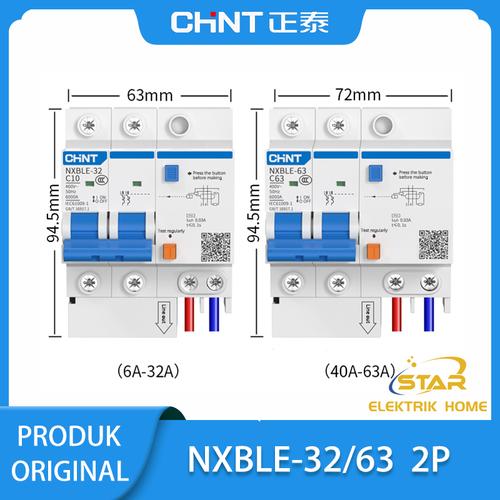 Jual RCBO MCB CHINT NXBLE 32/63 1P+N 2P 3P+N 6KA 30MA 6A 20A 32A 40A 63A - 2P, 10A - Jakarta ...