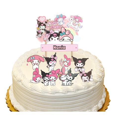 Jual topper Kuromi Melody , gratis custom nama , hiasan kue Happy ...