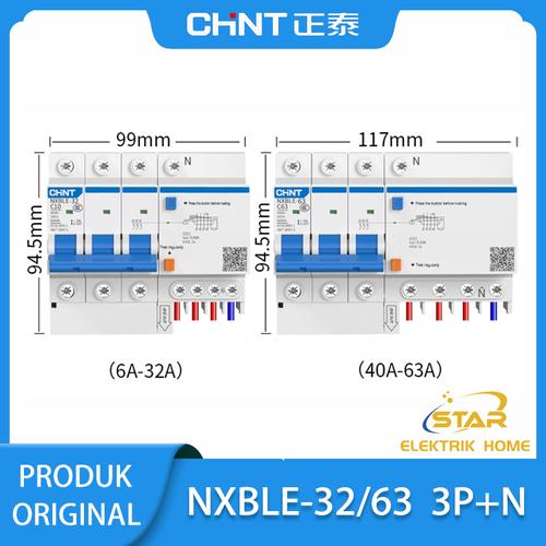 Jual RCBO MCB CHINT NXBLE 32/63 3P+N 6KA 30MA 10A 16A 20A 25A 32A 40A 63A - 32A - Jakarta Barat ...