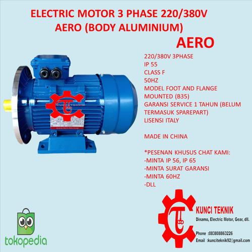 Jual 1 HP 0,75 KW 3 Phase 4 Pole Elektro Motor/dinamo/Motor Induksi B35 - Kota Tangerang - Kunci ...