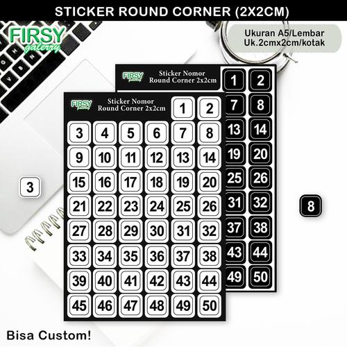 Jual Sticker Nomor Kotak 2x2cm, Stiker Label Angka Rounded, Bisa Custom ...