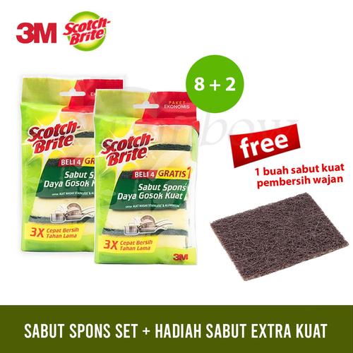 Jual 3M Scotch Brite 5 Pcs Sabut Spons Hijau Cuci Piring ID 30P5 - 8+2 ...