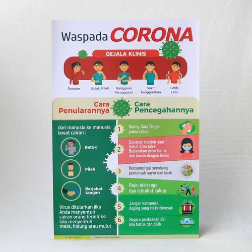 Jual Poster Waspada Corona 2, Poster Cara Pencegahan dan Cara Penularan ...
