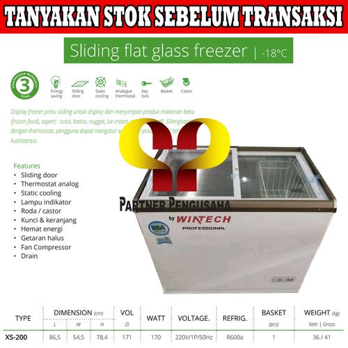 Jual RSA XS-200 Kulkas Pemajang Es Krim Sliding Flat Glass Freezer Box ...