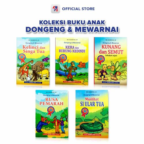 Jual Buku Dongeng & Mewarnai Seri Binatang Kancil Singa Tua Kera Burung ...
