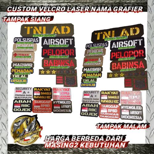 Jual Velcro Laser Name Tag Patch Laser Custom Akribut Logo Condura ...