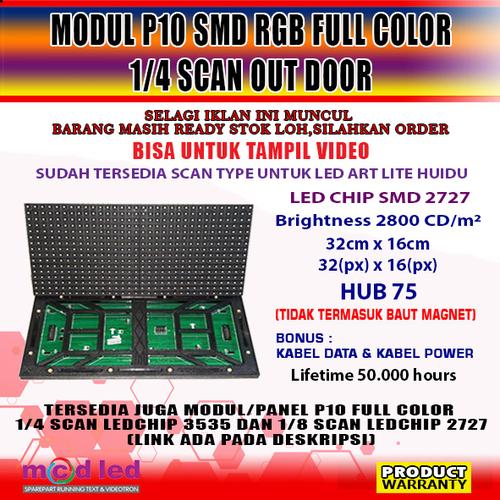 Jual MODUL P10 RGB FULL COLOR 1/4 SCAN SMD OUTDOOR - Dengan Magnet ...