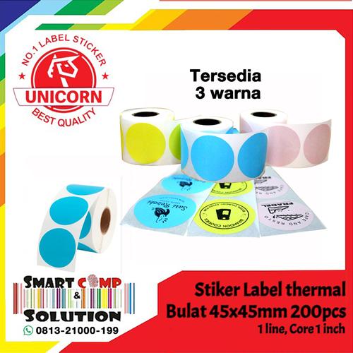 Jual LABEL STICKER THERMAL 45x45MM / 45x45 UNICORN WARNA BULAT TOM ...