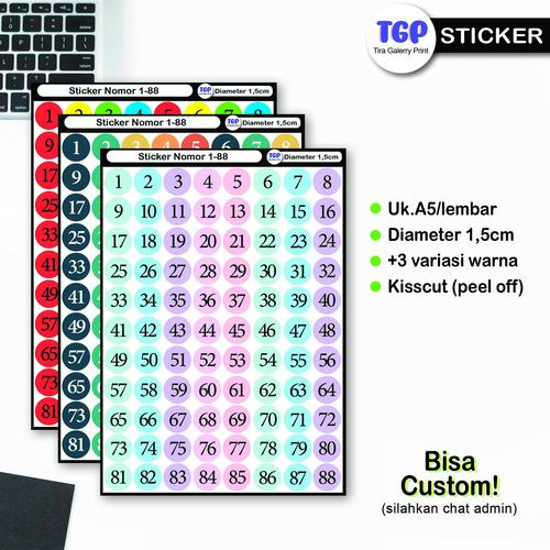 Jual Sticker Nomor 1,5cm, Label Angka Diameter 1,5cm Bulat, Bisa Custom ...