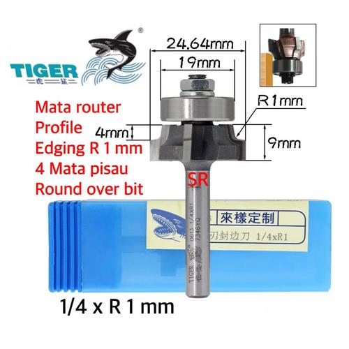 Jual Mata Router/ Profil Edging R 1mm 4 Mata Pisau/ Round Over Bit ...