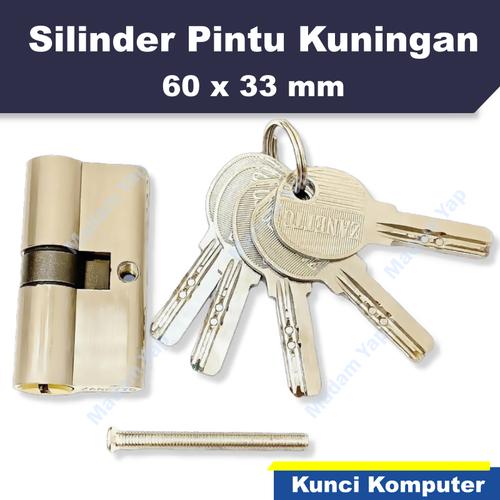 Jual Silinder Kunci Pintu Rumah 60 x 30 mm - Anak Kunci 5 Kuningan ...