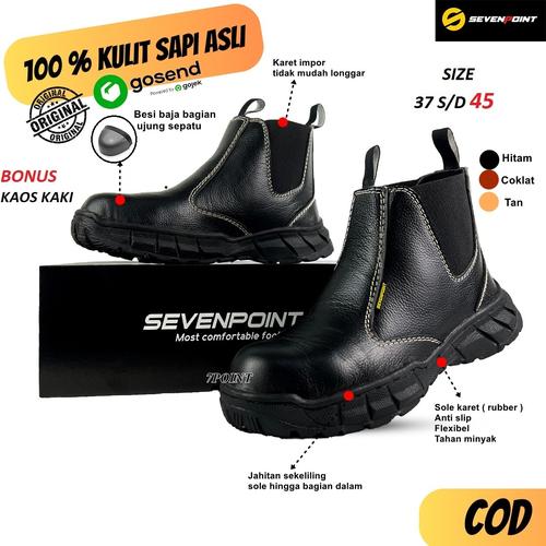 Jual Sepatu Safety Pria Boots Kulit Asli Original Ujung Besi Baja Sefty ...