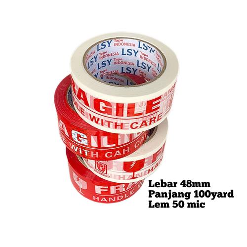 Jual lakban fragile full merah & putih 48mm x 100yard full - full putih ...