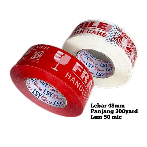 Jual lakban fragile full merah & putih 48mm x 300 yard full - full ...