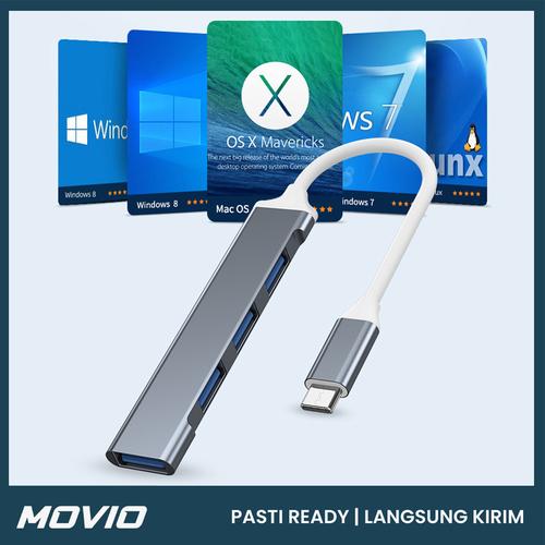 Promo MOVIO USB Hub Aluminium - Converter Type C to 3.0 - Dark Grey ...