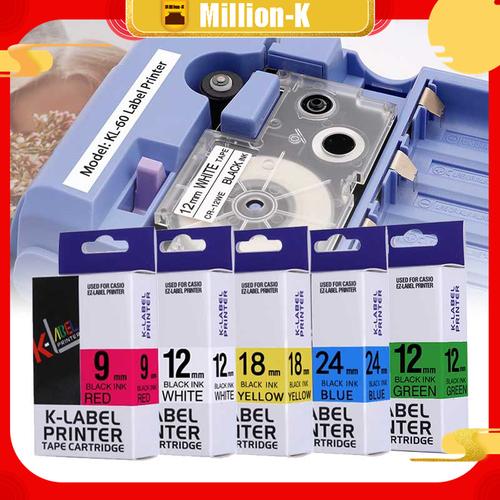 Jual EZ Label Tape Printer Casio 12mm Compatible XR12WE XR12YW - Black ...