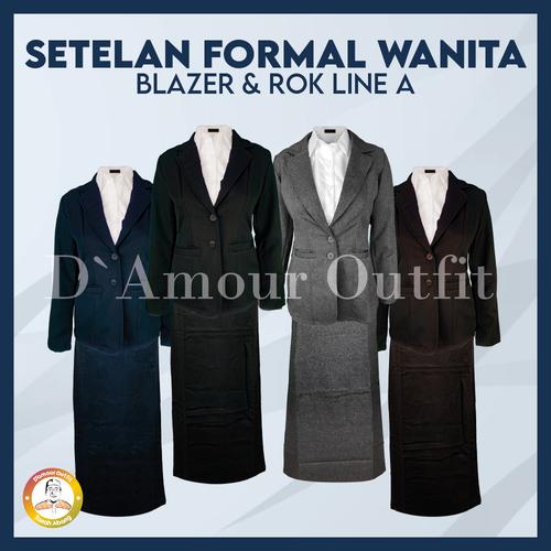 Jual Setelan Blazer dan Rok Line A Wanita Formal ukuran S-5L 4 Warna ...