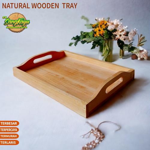 Jual Nampan kayu nampan 44x32x4 natural wooden tray nampan saji kayu ...