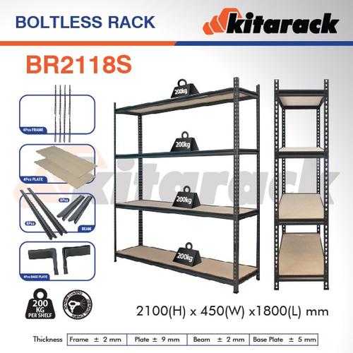 Jual BR2118S - BOLTLESS RACK H: 2100mm, W: 450mm, L: 1800mm - KITARACK ...