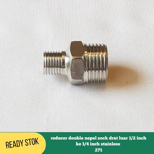 Jual reducer double nepel sock drat luar 1/2 inch ke 1/4 inch stainless 271 - Kota Tangerang ...