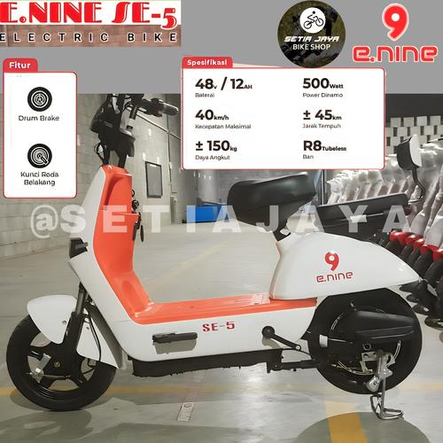 Jual Sepeda Listrik E-Bike E-NINE SE-5 48V 12Ah 500 Watt New Electric ...
