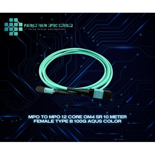 Jual MPO to MPO 12 Core OM4 SR 10 meter Female Type B 100G Aqua Color ...