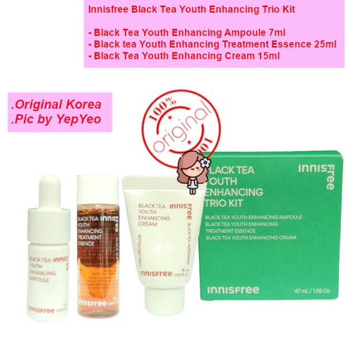 Jual Innisfree Black Tea Youth Enhancing Ampoule/Essence/Cream Trio Kit ...
