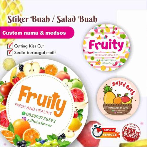 Jual Stiker Cromo bulat salad buah / Stiker kemasan makanan / Label ...