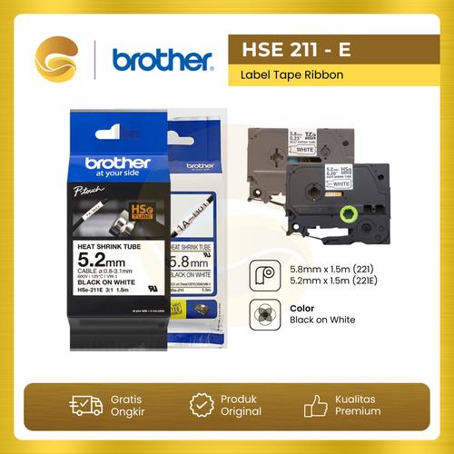 Jual BROTHER Label Tape HSE 211 Heat Shrink Tube Black On White - HSE ...