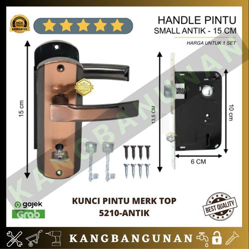Jual HANDLE KUNCI PINTU TOP I-SERIES 5210/ ANTIK (KOMPLIT SET) 15CM ...
